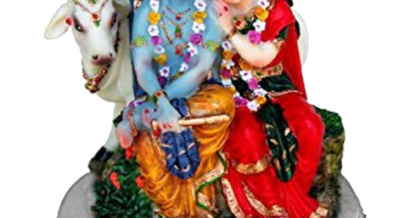 Divine-Couple-Murti-mit-Kuh-Radha-Krishna